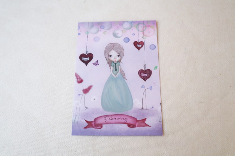 February Birthday Card month Birthday Card cute Illustration - Etsy