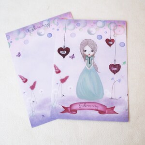 February Birthday Card month Birthday Card cute Illustration - Etsy