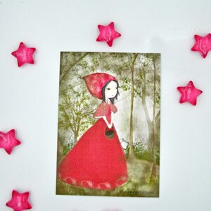 The Little Red Riding Hood Postcard illustrated Birthday - Etsy
