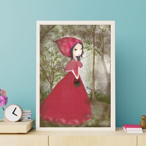 The Little Red Riding Hood Postcard illustrated Birthday - Etsy