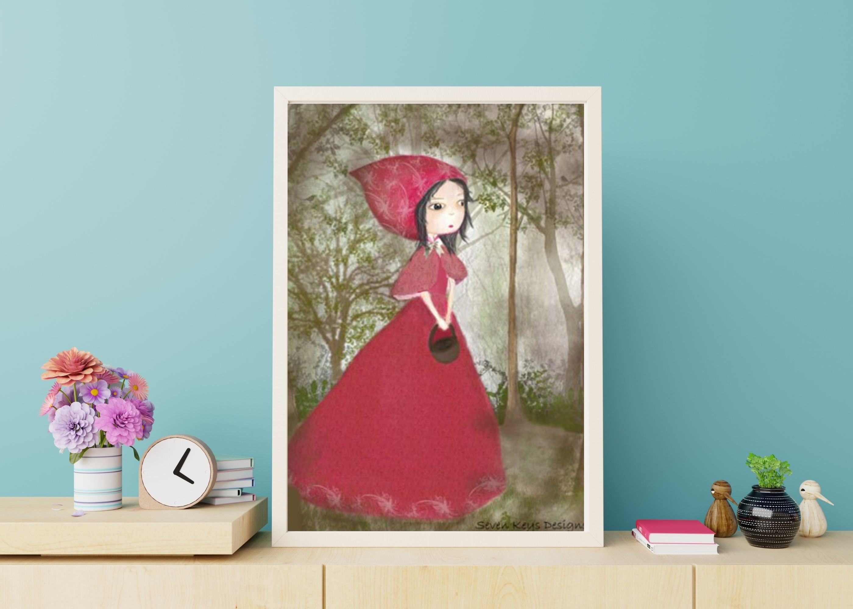 The Little Red Riding Hood Postcard illustrated Birthday - Etsy