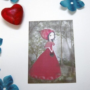 The Little Red Riding Hood Postcard illustrated Birthday - Etsy