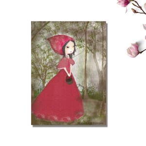 The Little Red Riding Hood Postcard illustrated Birthday - Etsy