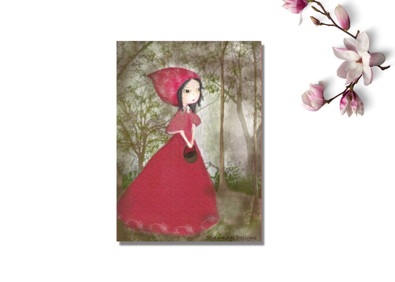 The Little Red Riding Hood Postcard illustrated Birthday - Etsy