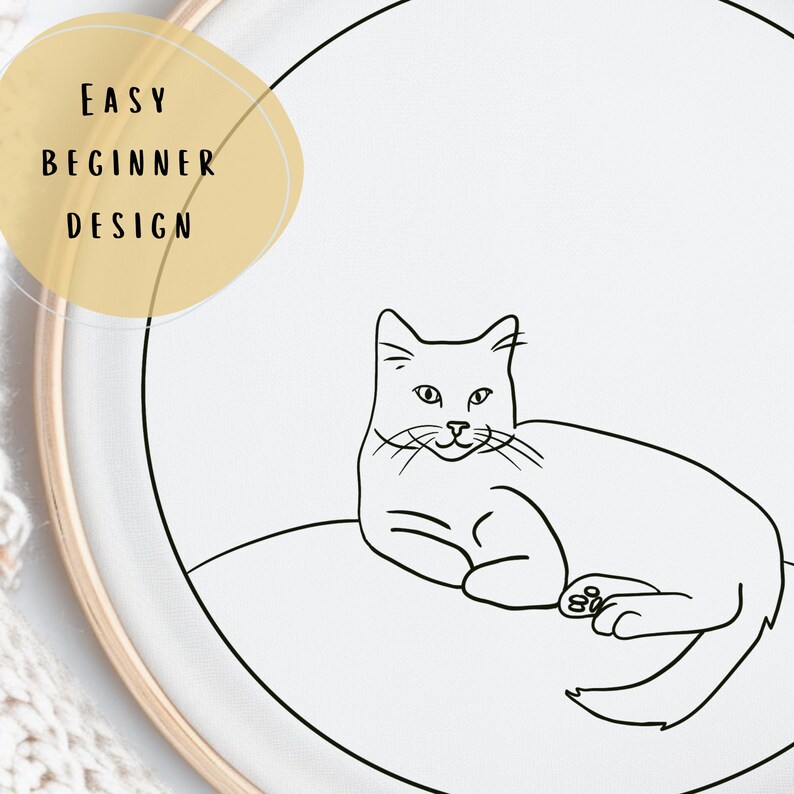 Customizable Cat Hand Embroidery Pattern DIY Cat Digital Download ...