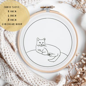Customizable Cat Hand Embroidery Pattern DIY Cat Digital Download ...