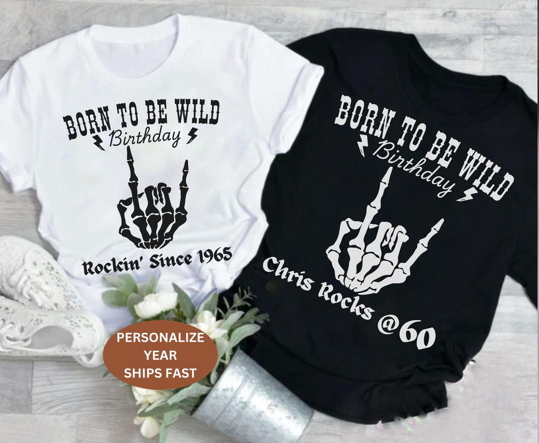 Custom Age ROCK N ROLL 60th Birthday T Shirt, Trendy 60th Goth Rock ...