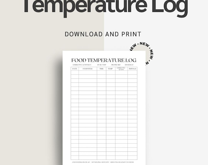 Food Temperature Log, Refrigerated Food, Food Safety Program, Food ...