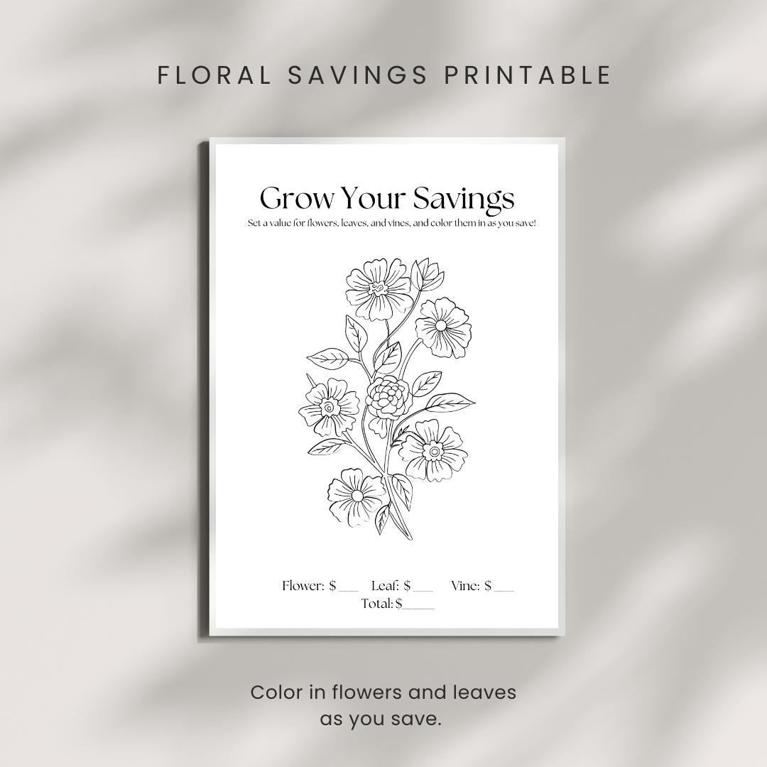 Floral Savings Printables | Savings Trackers | Colorable Money Tracker ...