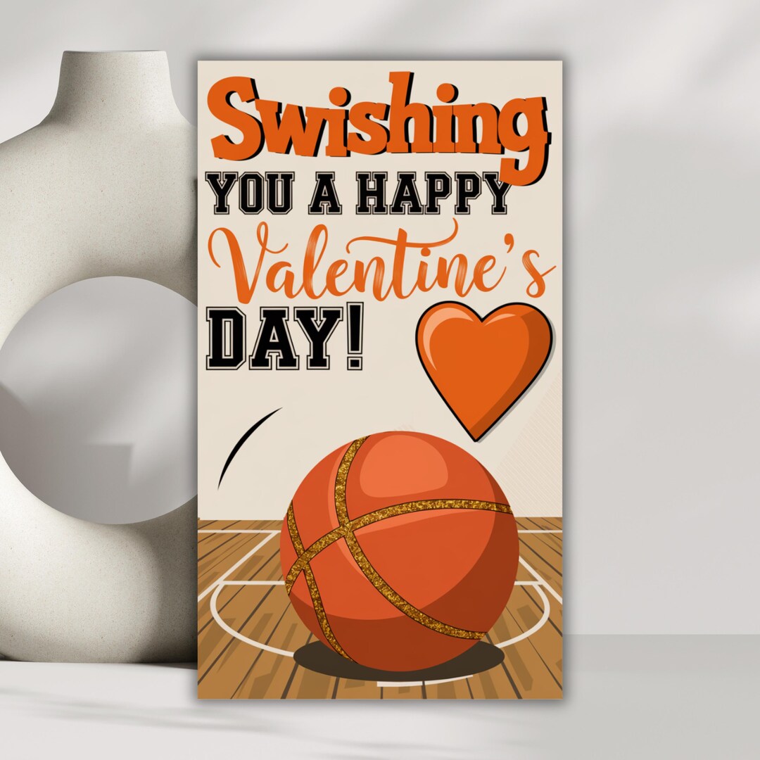Swishing You a Happy Valentines Day Basketball Digital Card Printable ...