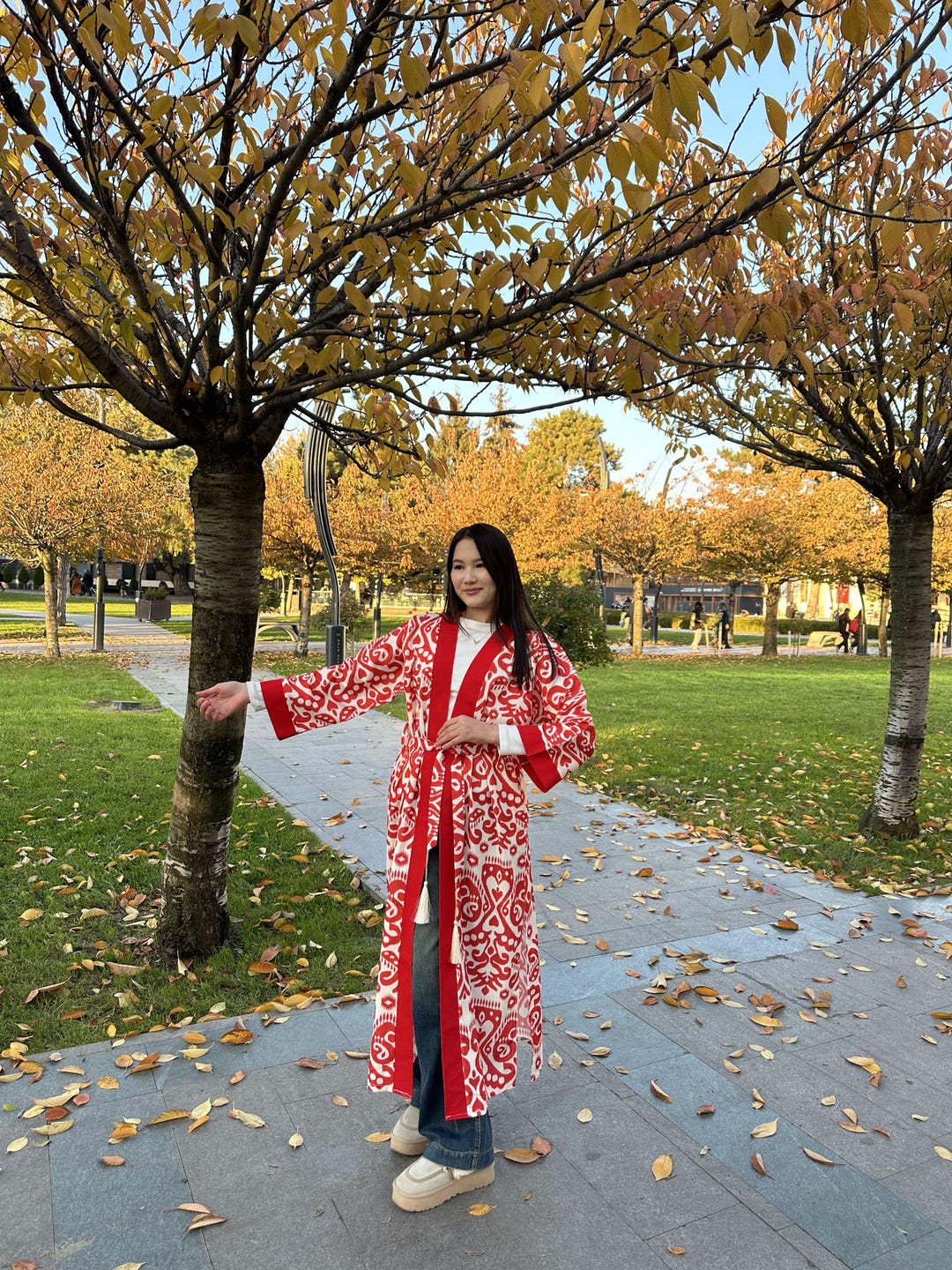 Boho Luxe Uzbek Ikat Chapan: Handwoven Silk-cotton Robe From Uzbekistan ...