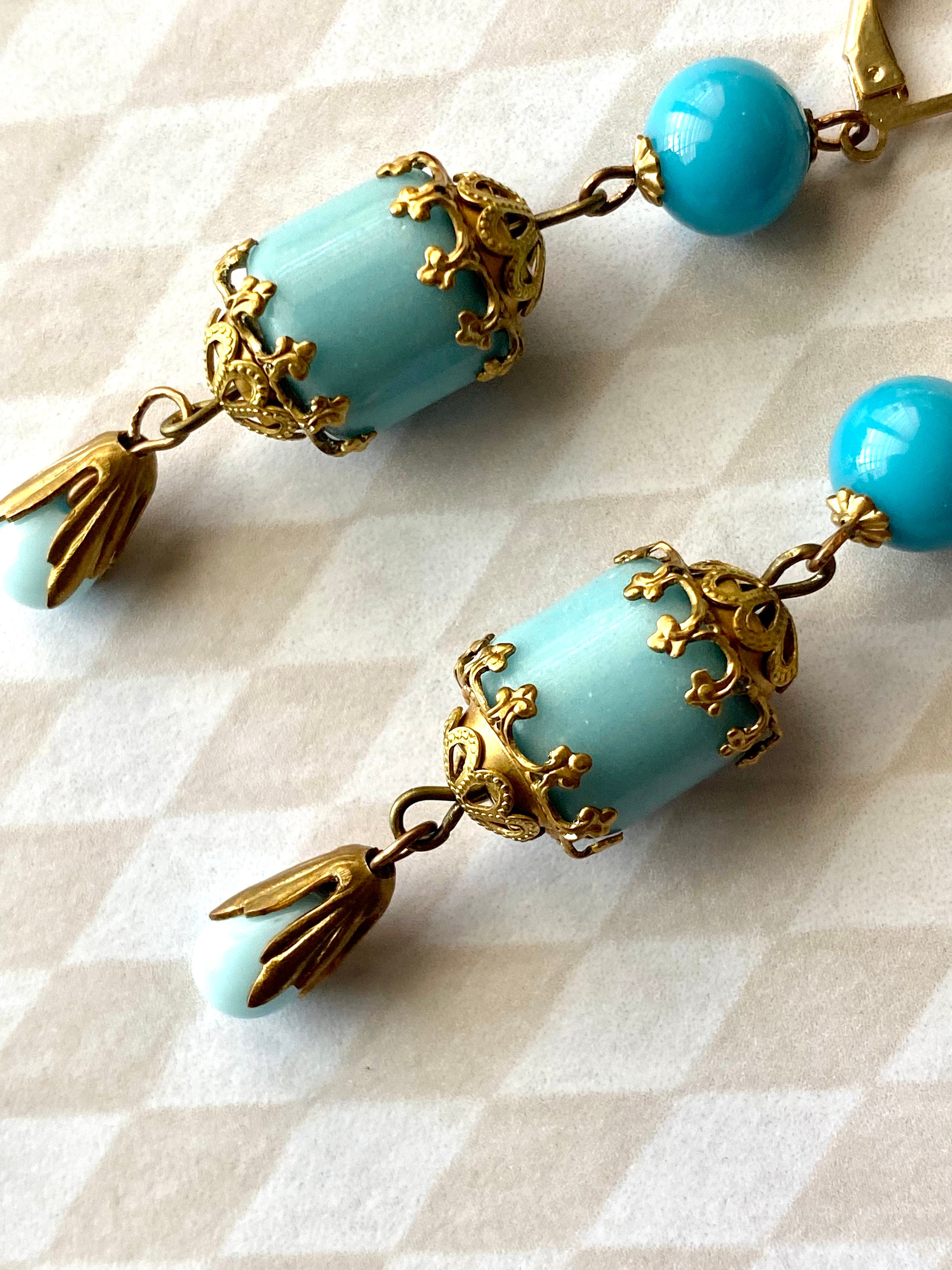Blue Crown Dangle Drop Earrings - Etsy