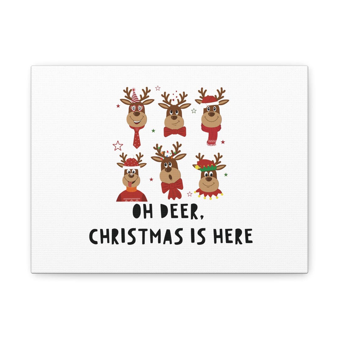 Christmas Wall Art, OH DEER, Holiday Decor, Funny Canvas Print, Santa ...