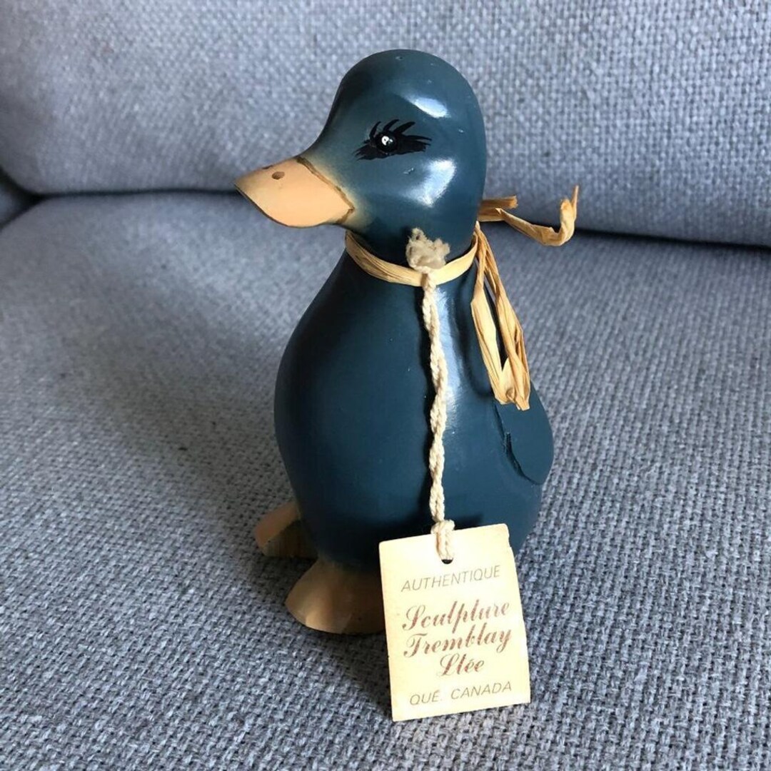 Vintage Quebec Folk Rocking Duck Wood Hand Carved Painted Signed ...