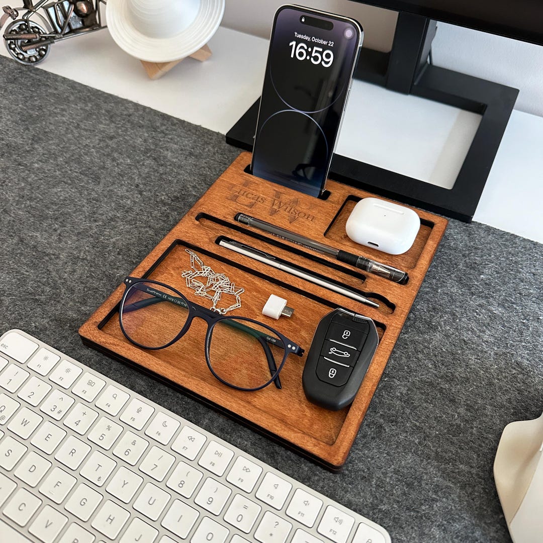 Personalized Wooden Desk Organizer-unique Home Office Tray-desk ...
