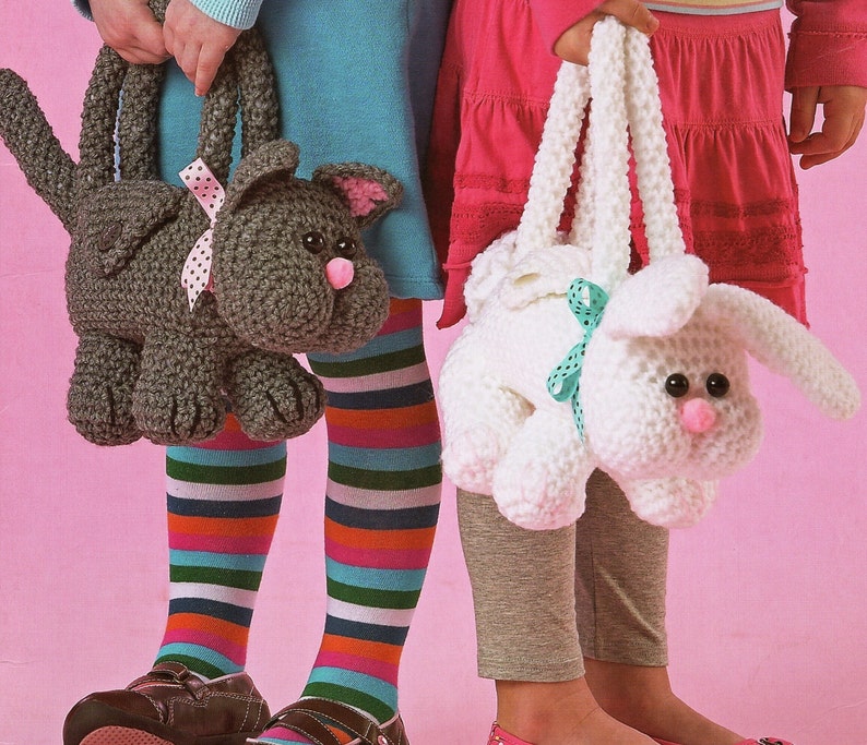 Animal Purse CROCHET PATTERNS Make 5 Purses Dog Cat Cow Pig Bear Bunny ...