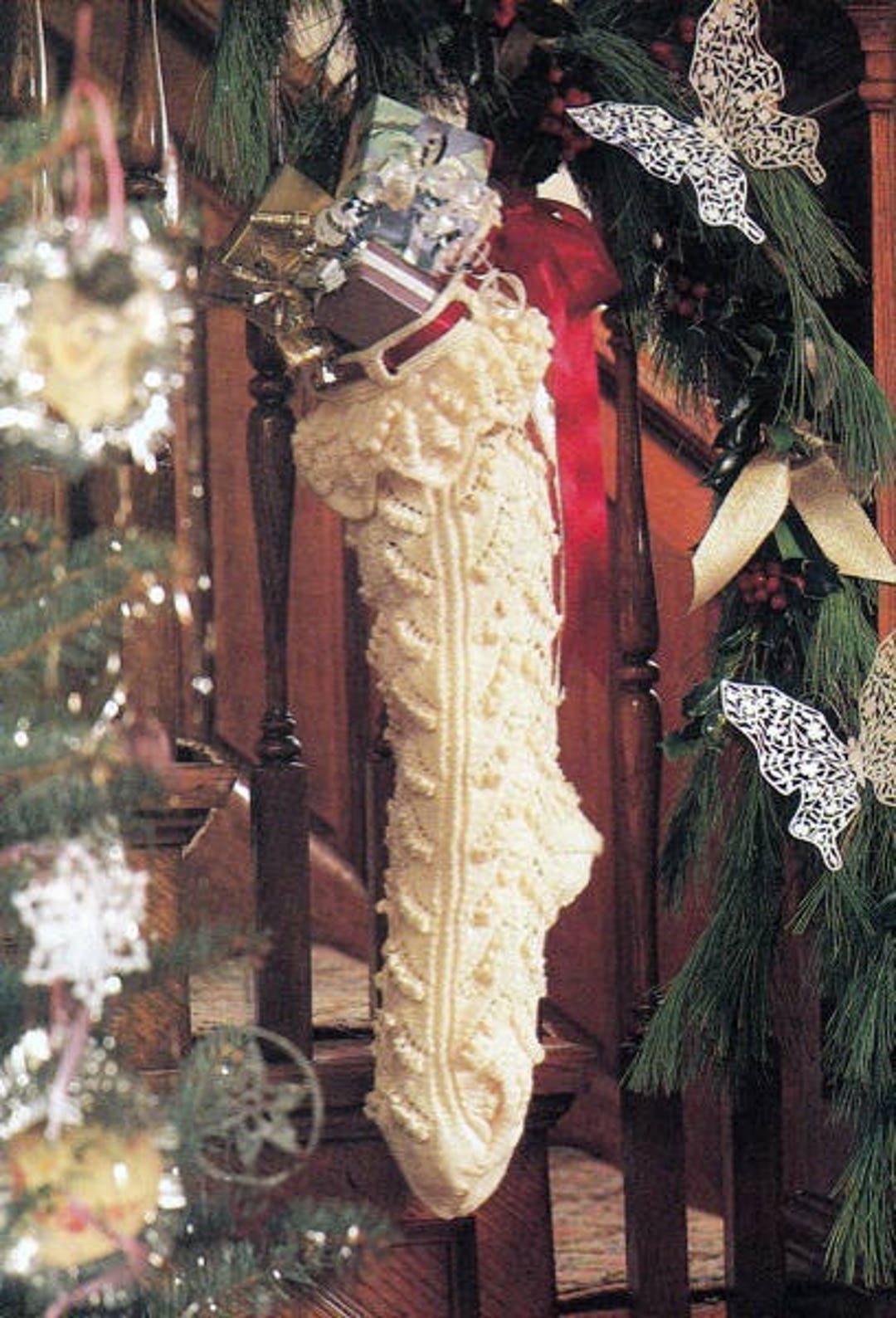 Aran Christmas Stocking KNITTING PATTERN Bobble~celtic~fisherman~irish ...