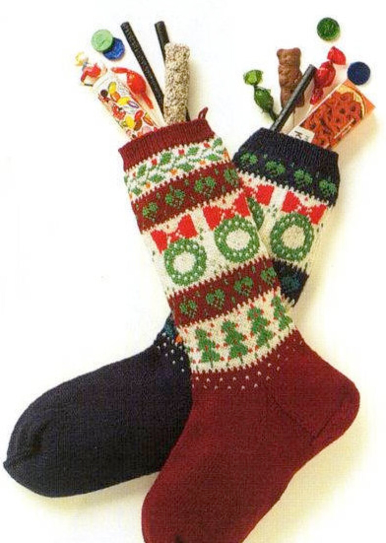 Nordic Wreath Christmas Stocking KNITTING PATTERN Fair ...