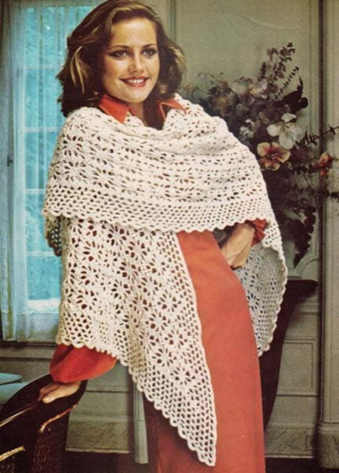 Vintage 1970's CROCHET PATTERN Lacy Shawl Spiderweb Design E-pattern ...
