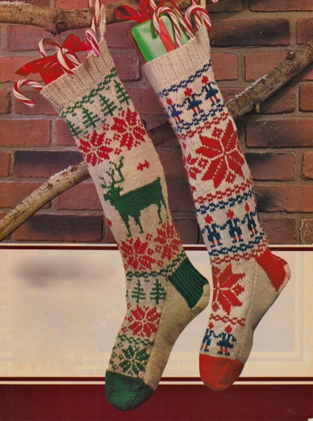 Vintage 28" Nordic Christmas Stocking KNITTING Pattern~scandinavian ...