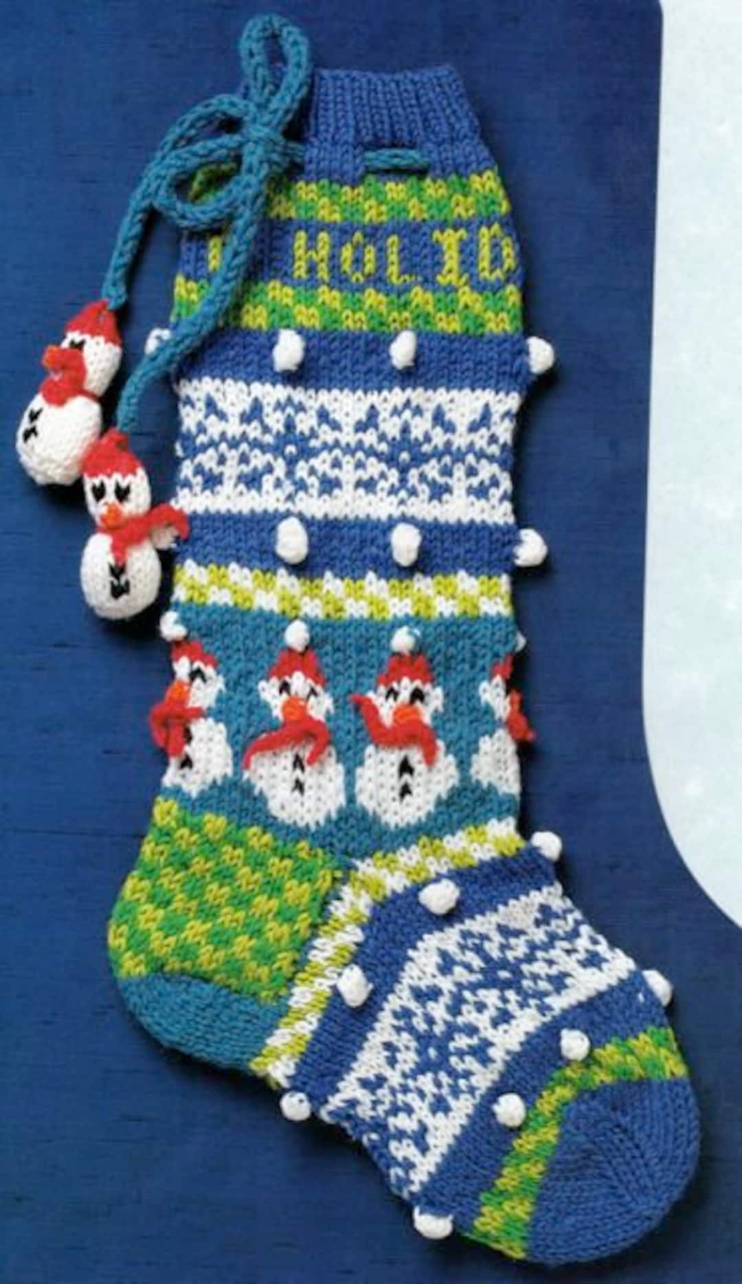 18 Christmas STOCKING KNITTING PATTERN Fair Isle Snowman Snow Man ...