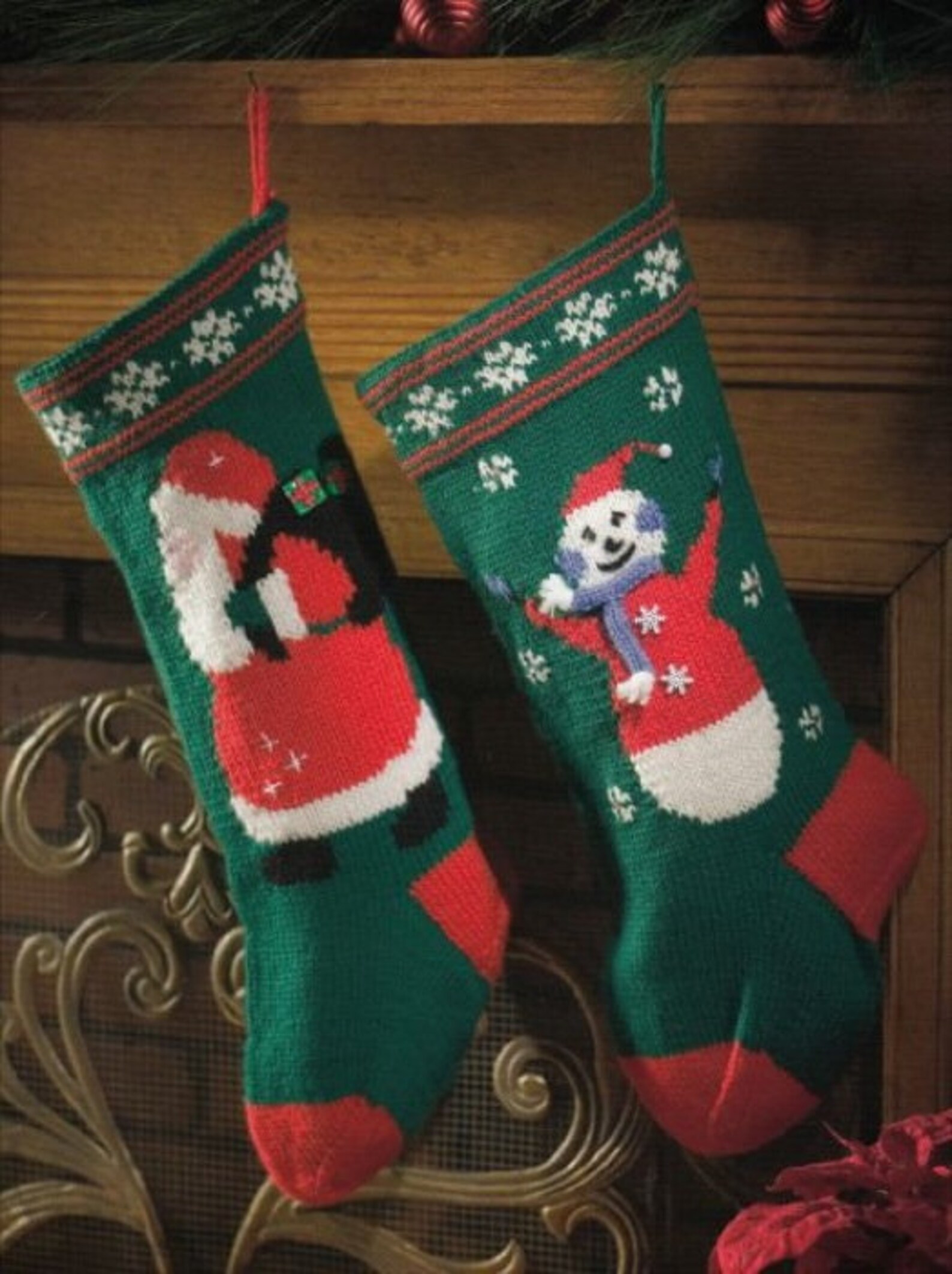 21 Snowman and Santachristmas STOCKING KNITTING PATTERN Santa Claus ...