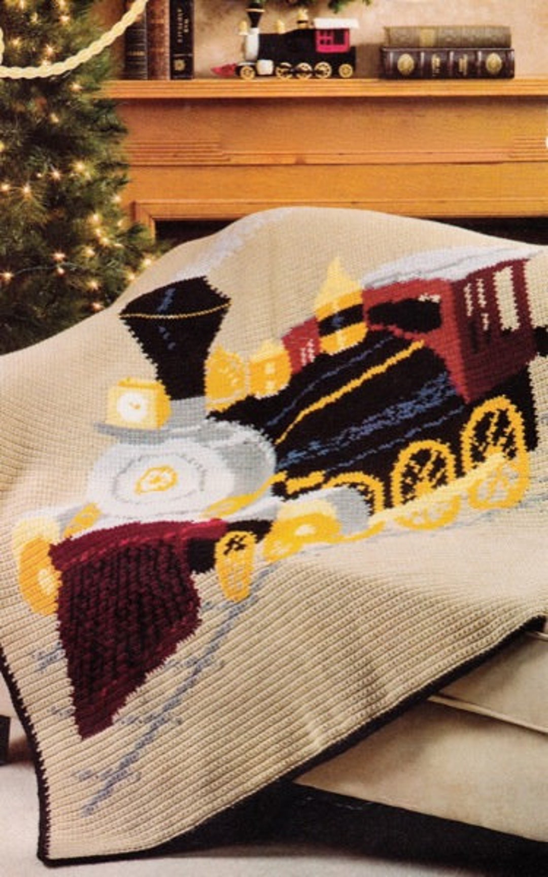 Train Locomotive AFGHAN Pattern Throw Blanket PDF Instant Download E ...