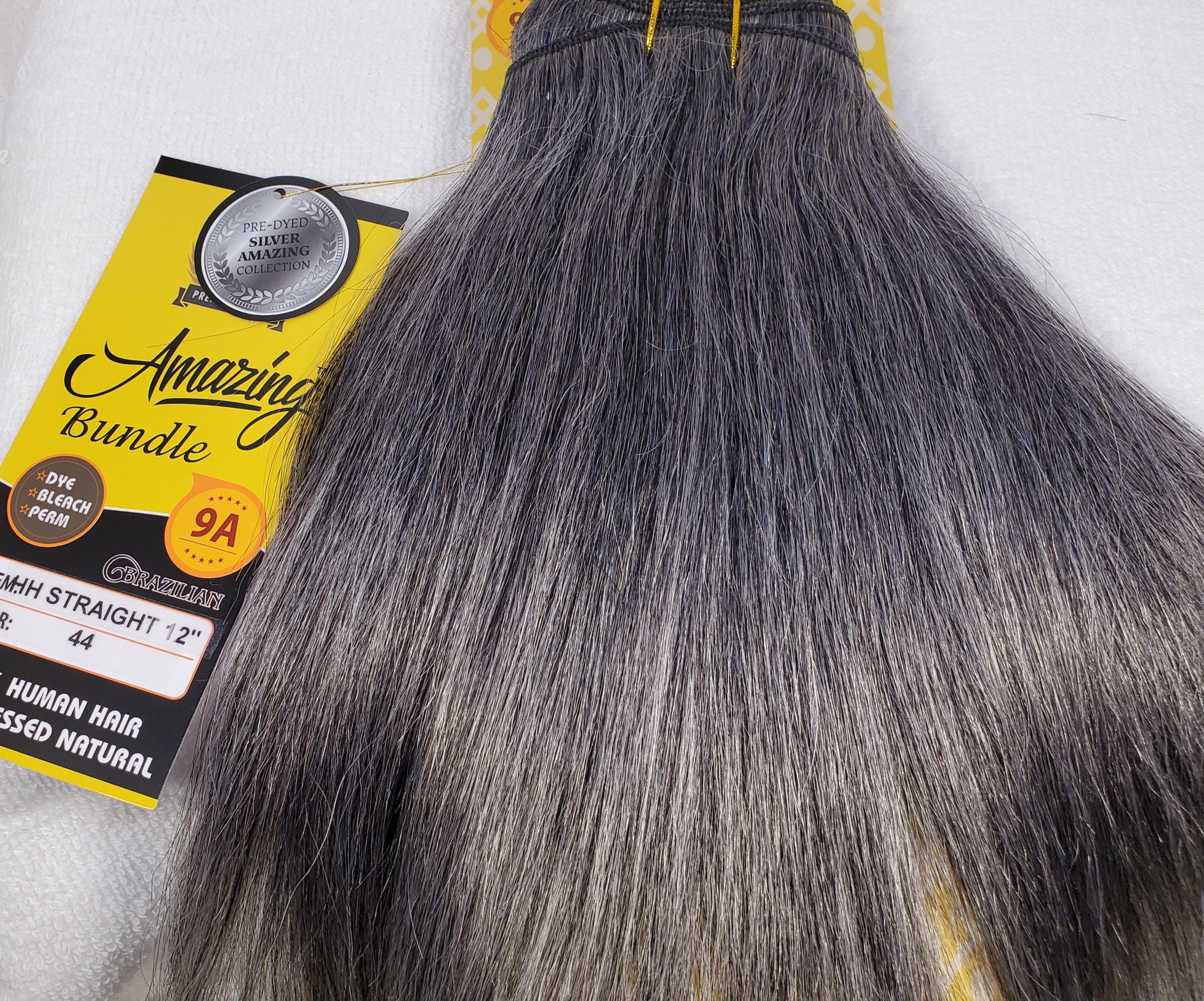 12 INCH #44 Human Hair Salt and Pepper 100% Human Weave Hair 12 Inch ...