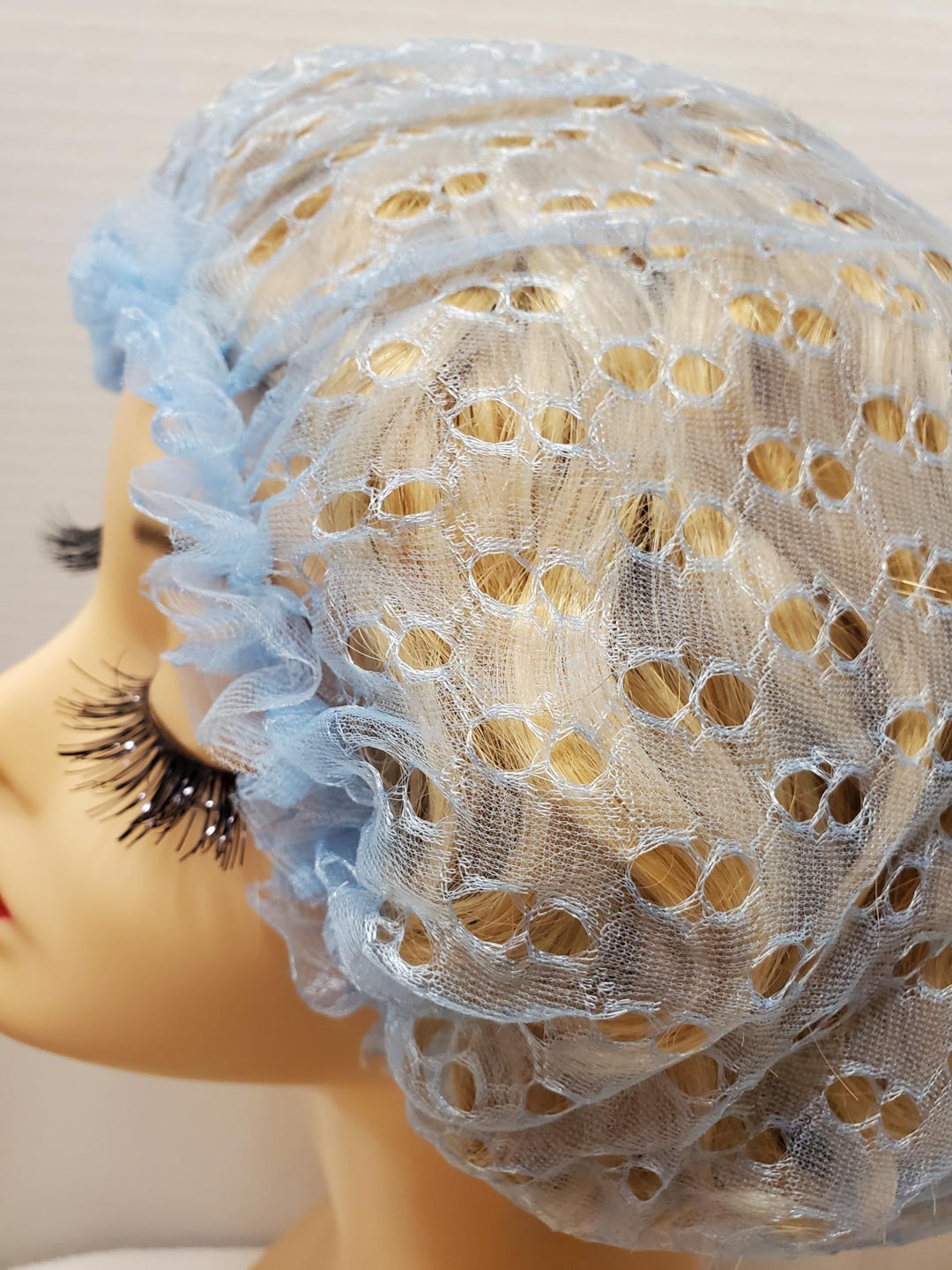 Buy 1 Get 1 Free White Blue Cool Wave Bouffant Size Eyelet Slumber Cap ...