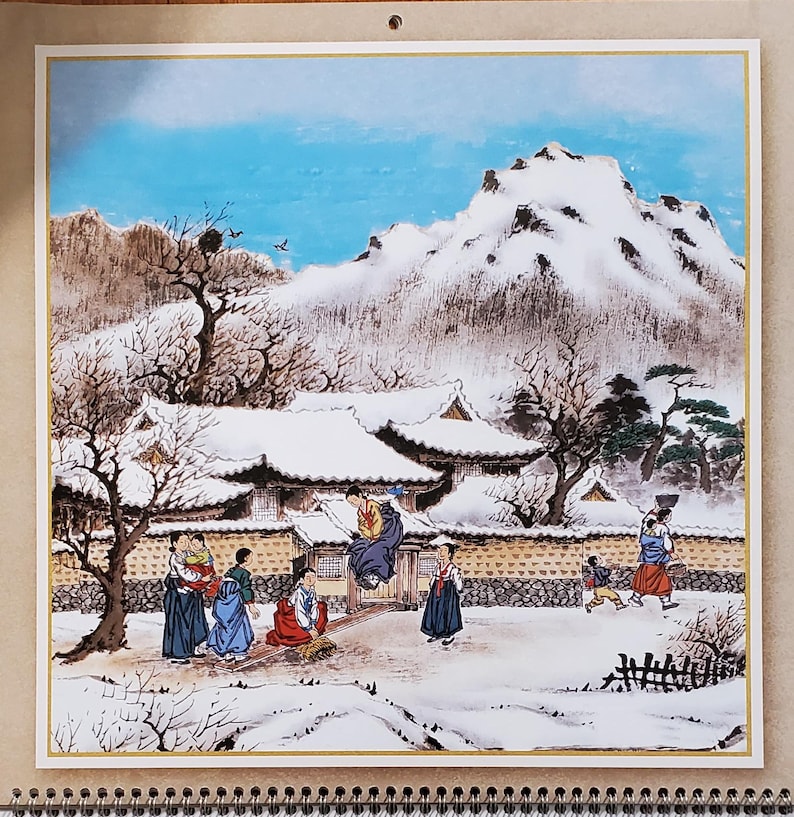 Retro 2025 Wall Calendar Korean Picture Big Oriental Traditional Life ...