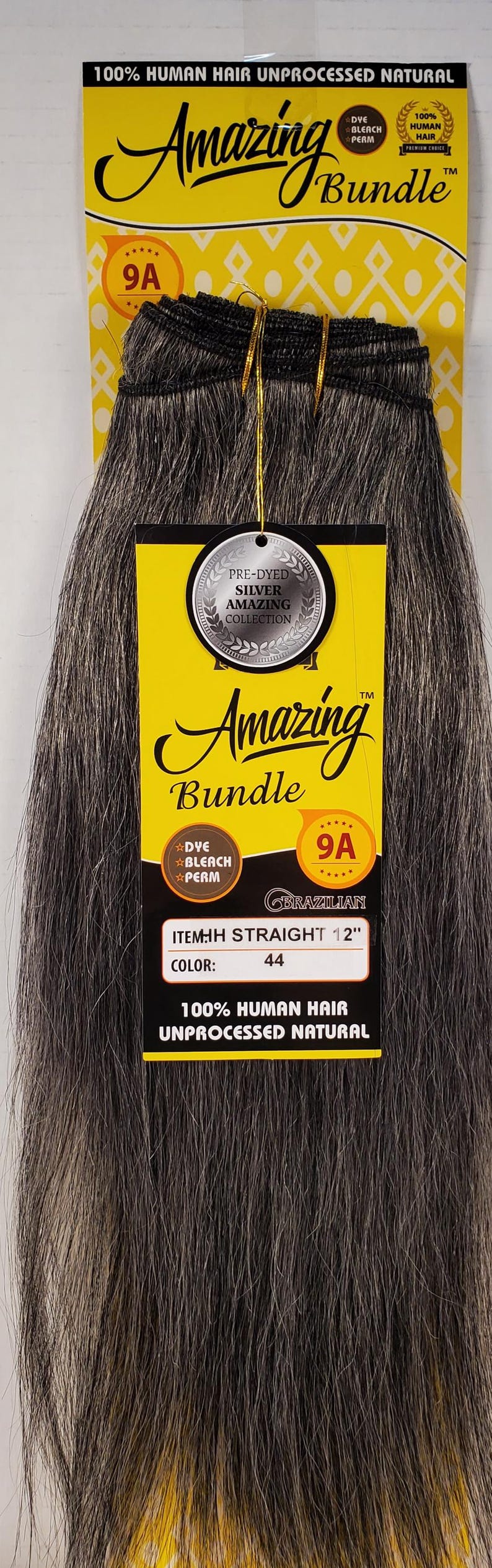 12 INCH #44 Human Hair Salt and Pepper 100% Human Weave Hair 12 Inch ...