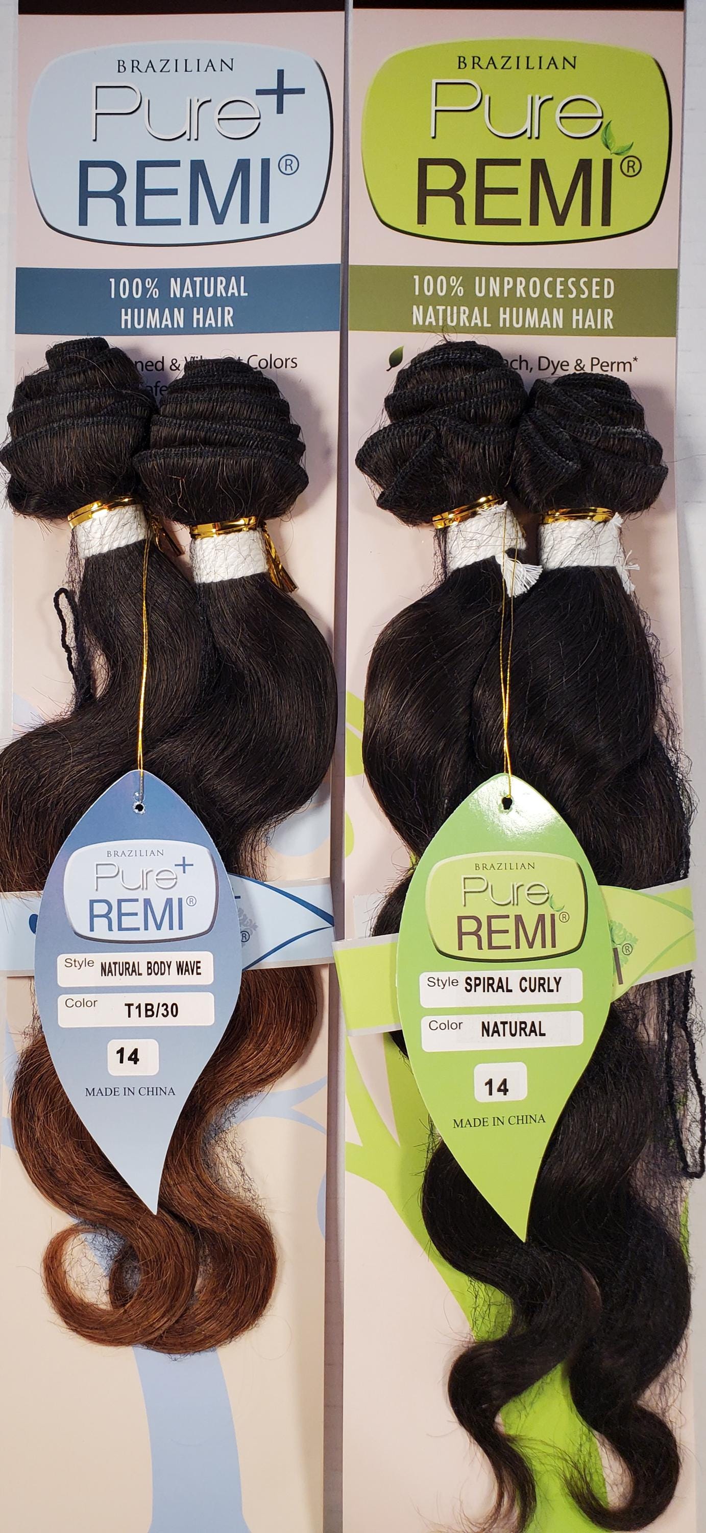2 Packs 100% Human Hair 14" Weaving Hair Brazilian Pure Remi Natural ...