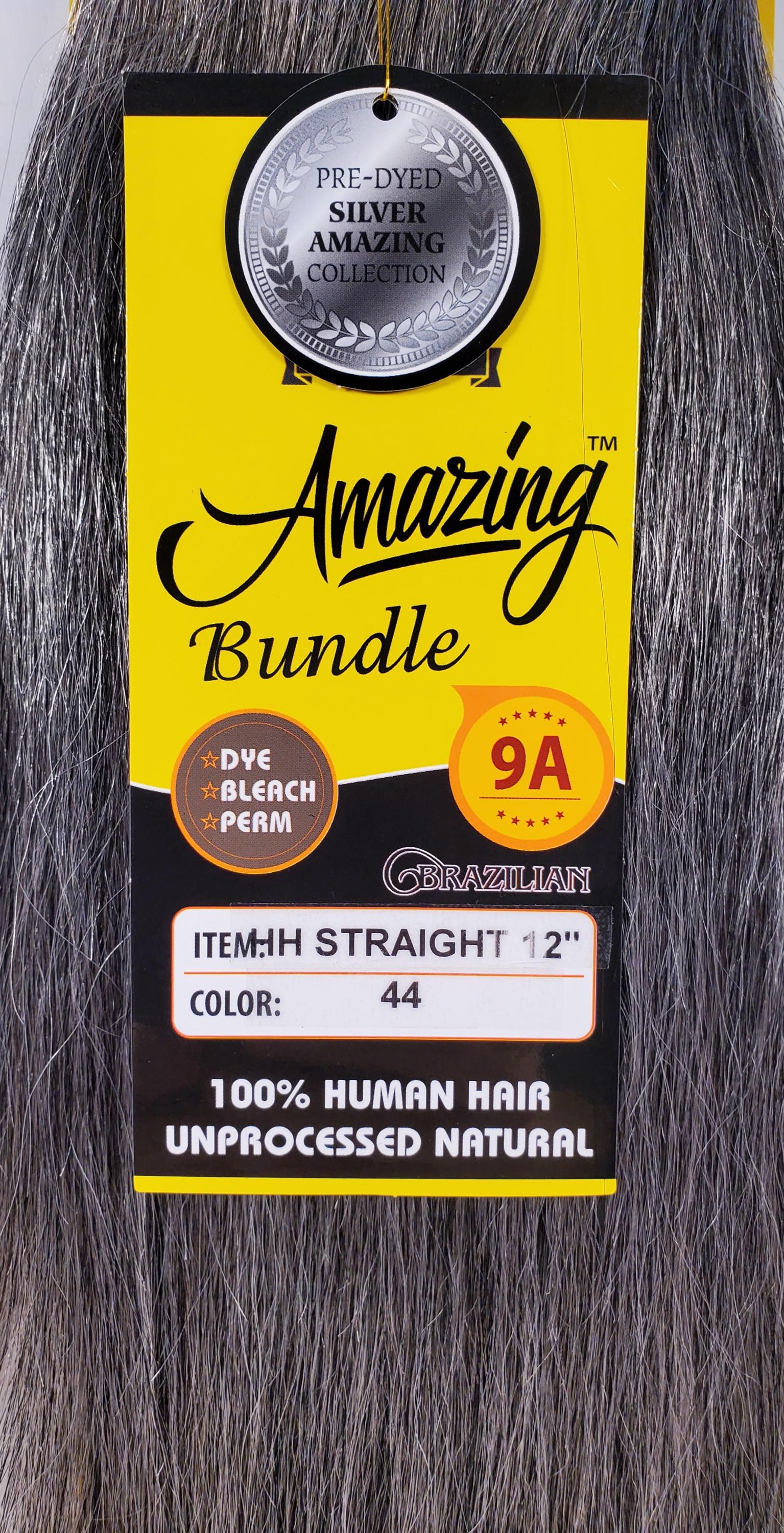 12 INCH #44 Human Hair Salt and Pepper 100% Human Weave Hair 12 Inch ...