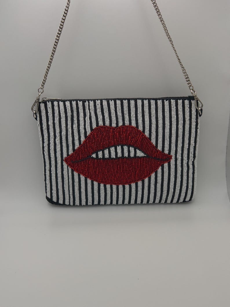 Black and White Striped Purse - Elegant Accessory for Day or Night ...