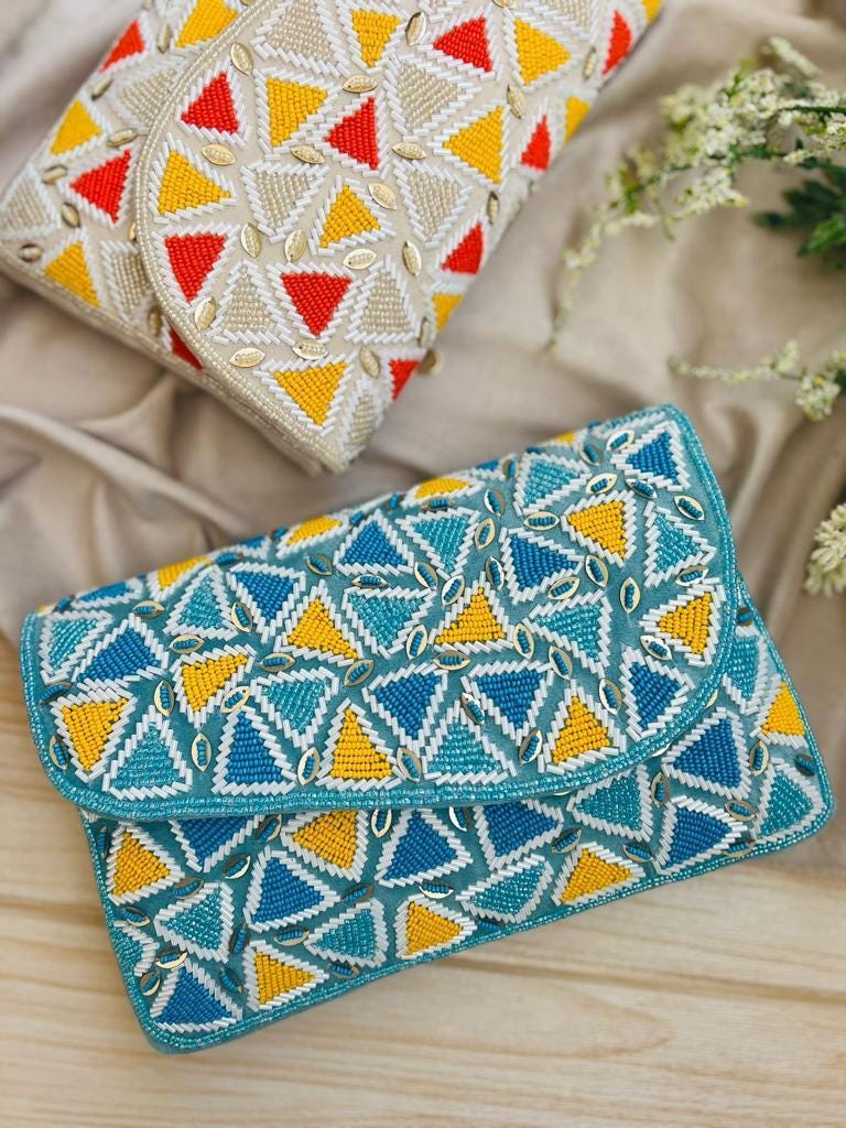 Triangle Flap Clutch: Chic Silk Handbag for Parties - Etsy