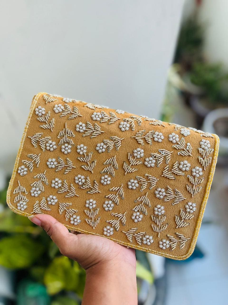 Hand Embroidered Flap Clutch Purse Made With Velvet Material and Floral ...