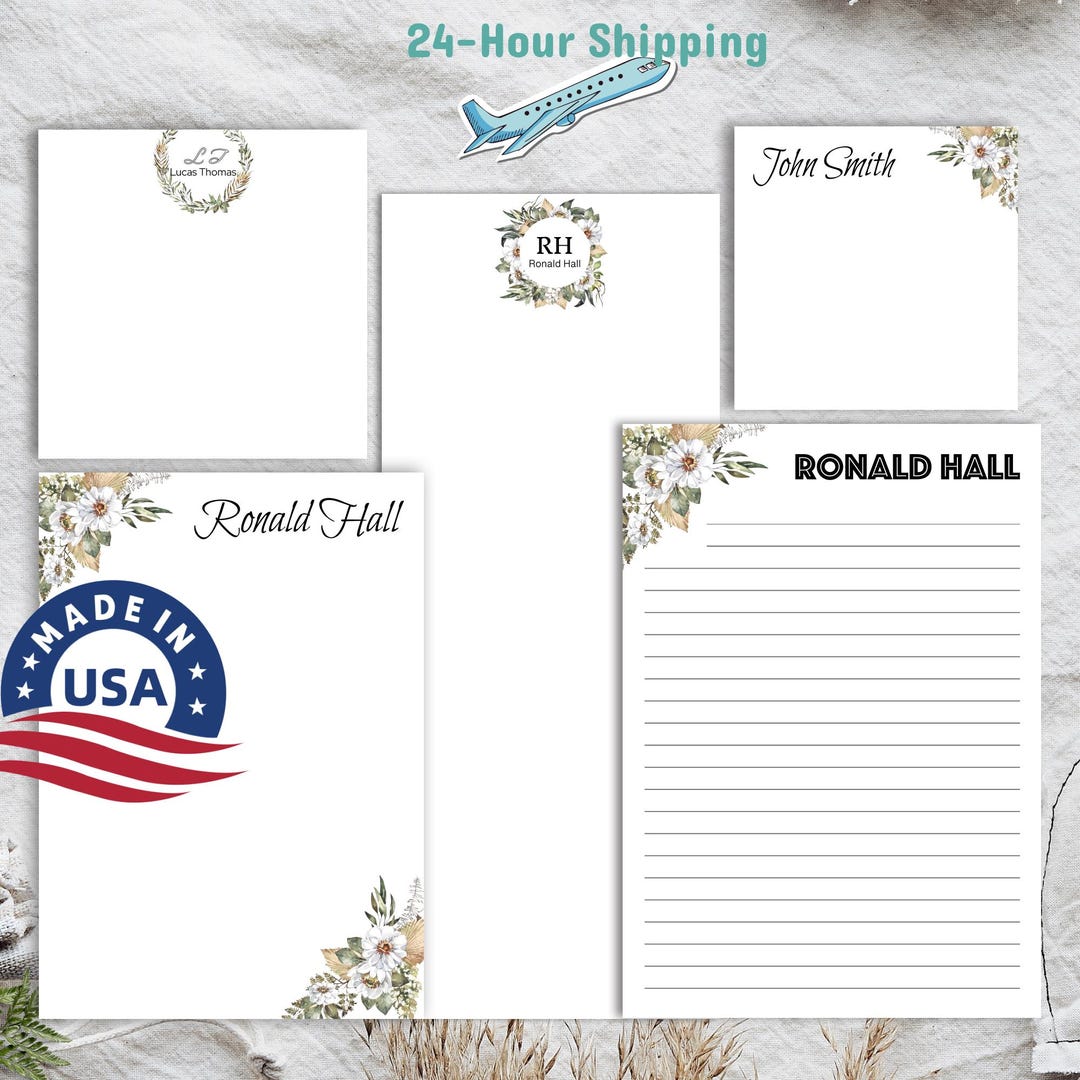 Personalized Flower Notepad | Custom Floral Stationery | Perfect Gift ...