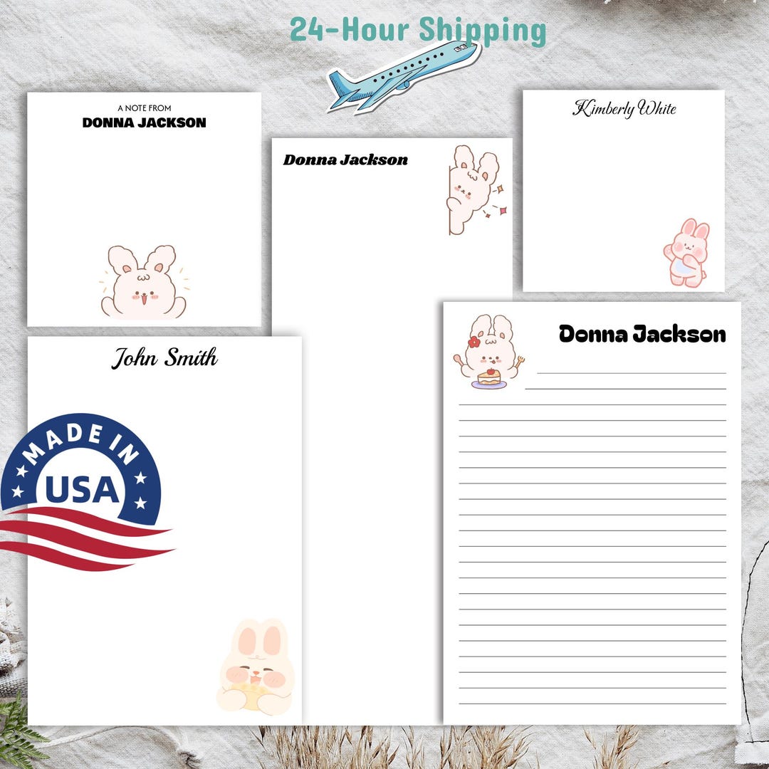 Personalized Bunny Notepad | Cute Rabbit Stationery for Kids and Animal ...