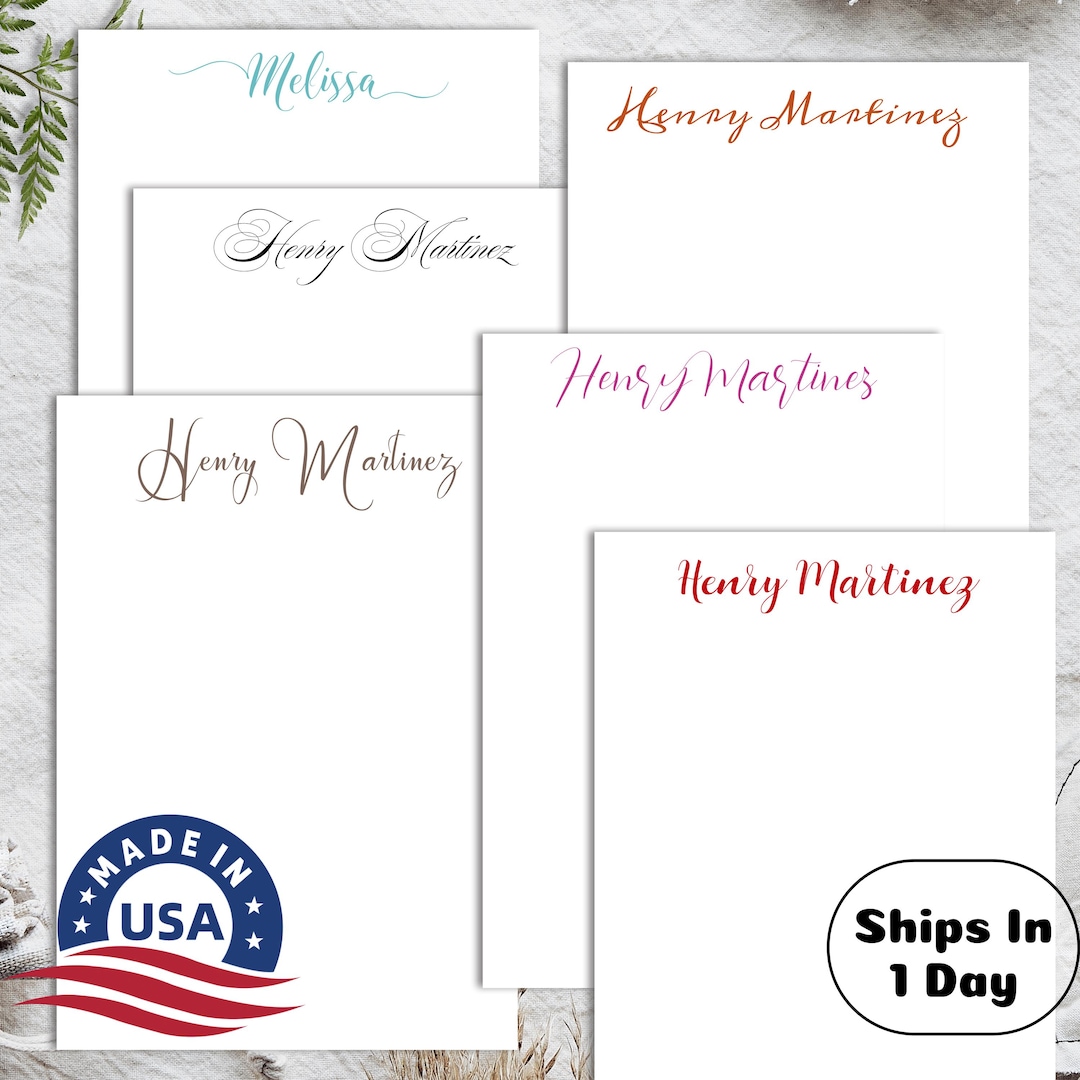 Elegant Handwritten Script Notepad - Personalized Feminine Name Notepad ...