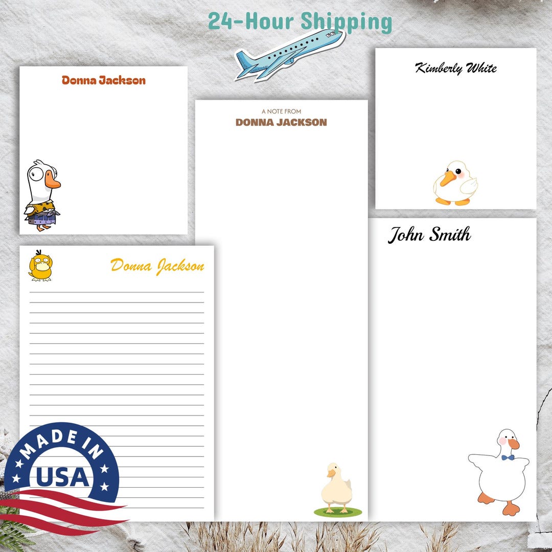 Personalized Duck Notepad: Custom Stationery, USA Made - Etsy