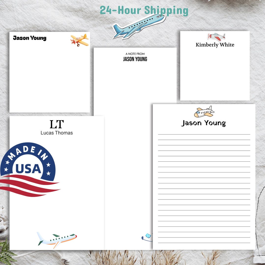 Personalized Airplane Notepad | Custom Aviation-themed Stationery ...