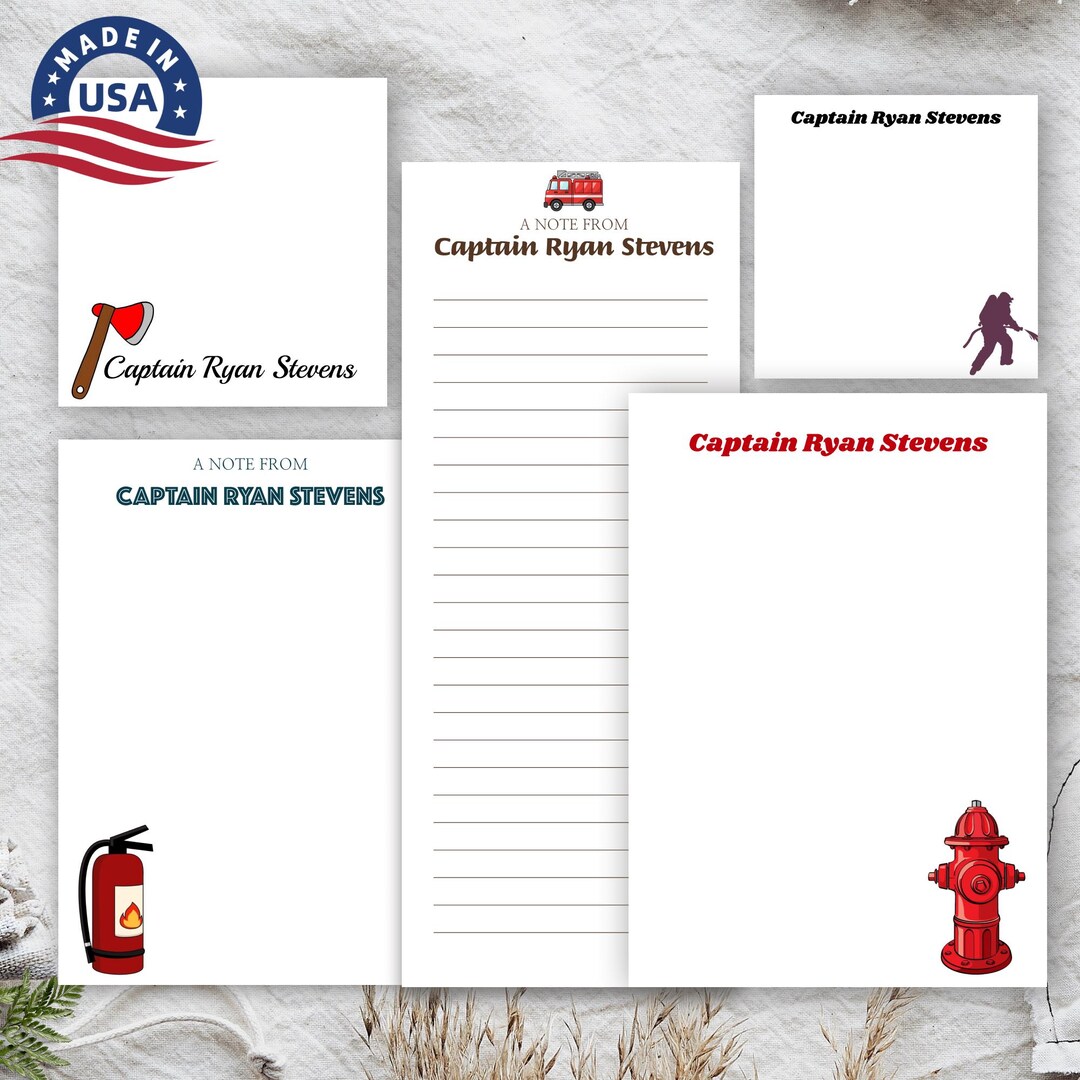 Personalized Firefighter Notepad: Fire Truck Design - First Responder ...