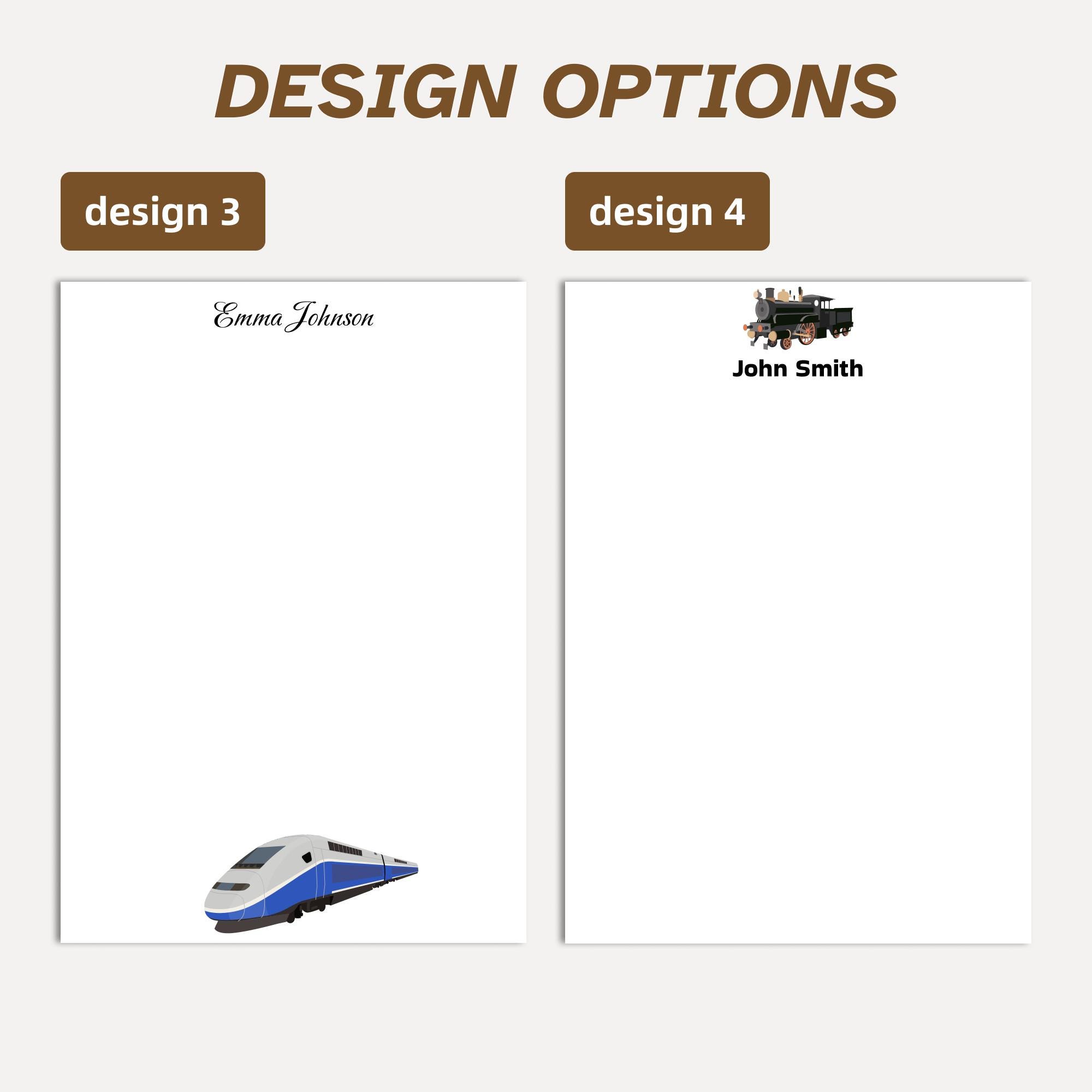 Personalized Train Lover Notepad Set - Custom Name Railway Stationery ...