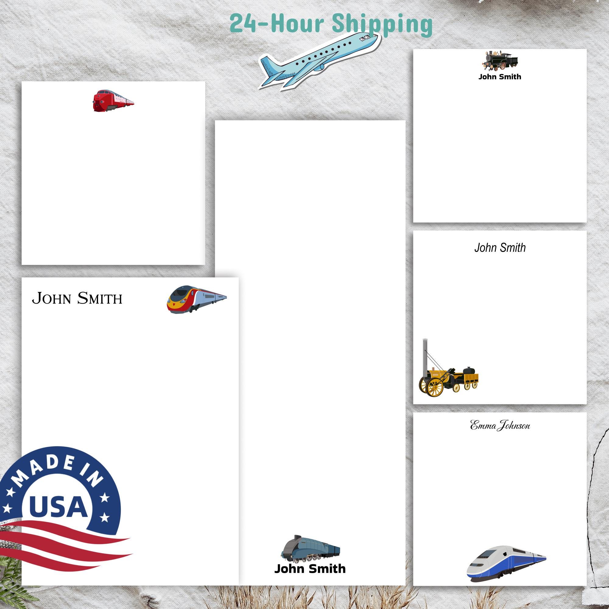 Personalized Train Lover Notepad Set - Custom Name Railway Stationery ...