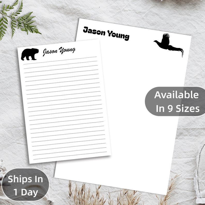 Personalized Animal Silhouette Notepad | Woodland Animal Notepad | Custom Wildlife Stationery ...