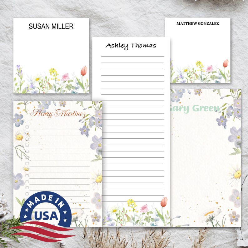 Personalized Floral Notepad for Women - Custom Watercolor Notepad ...