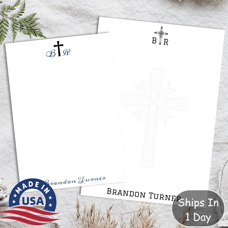 Personalized Christian Themed Notepad - Elegant Cross Design With ...