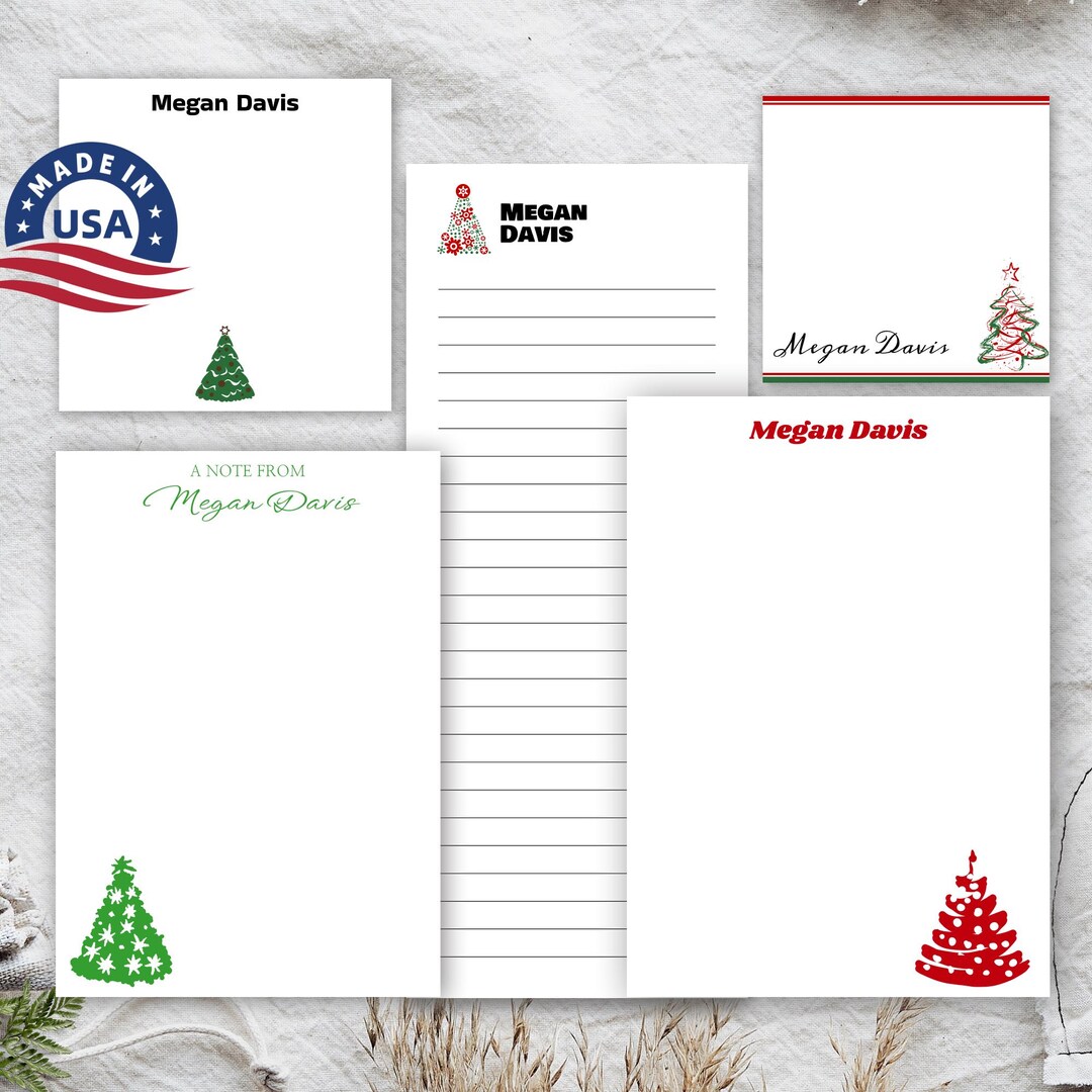 Personalized Christmas Tree Notepad - Festive Holiday Notepad With ...