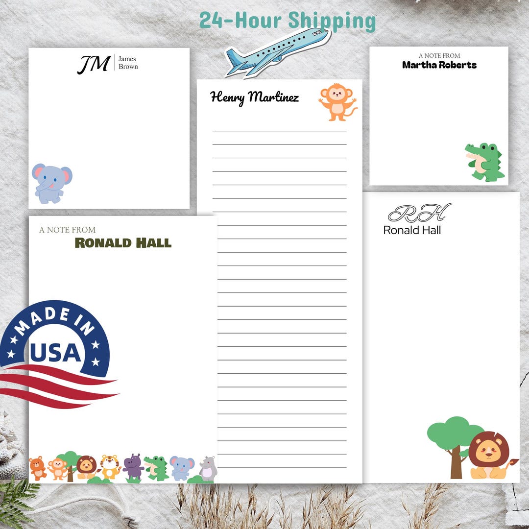 Personalized Zoo Animal Notepad for Kids, Custom Stationery for Teachers and Students, Perfect ...