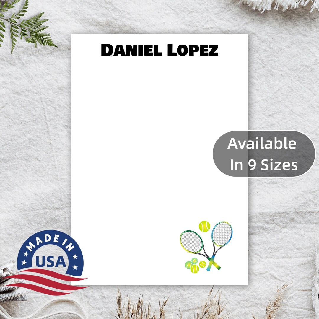 Personalized Tennis Notepad: Custom Stationery Gift - Etsy